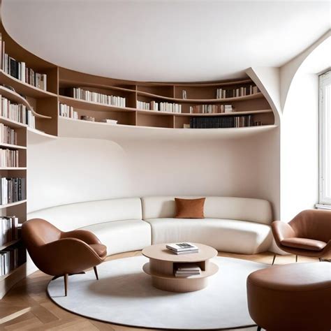 A Room Full Of Books Minimalist Building Design Premium AI Generated Image