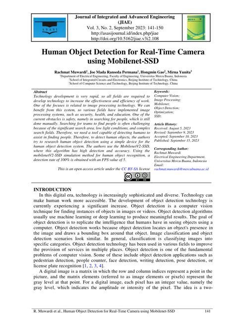 Pdf Human Object Detection For Real Time Camera Using Mobilenet Ssd