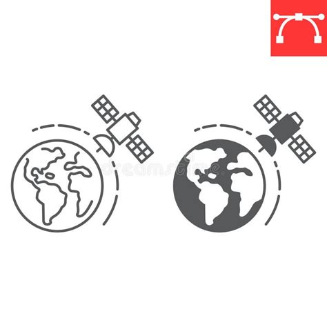Satellite In Orbit Line And Glyph Icon Stock Vector Illustration Of Vector Connection 294023429