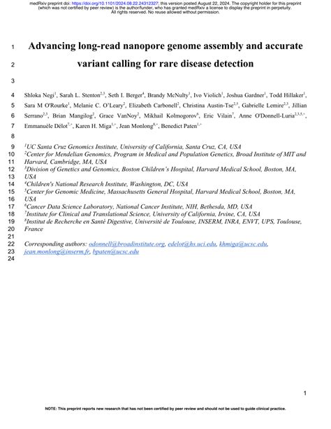 Pdf Advancing Long Read Nanopore Genome Assembly And Accurate Variant