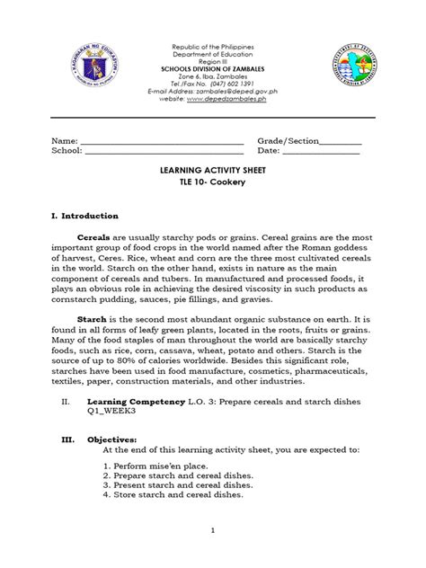 Las Tle 10 Egg Wk3 Pdf Starch Pasta