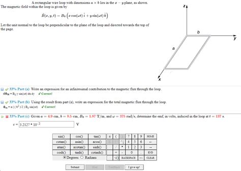 solved a rectangular wire loop with dimensions a×b lies in
