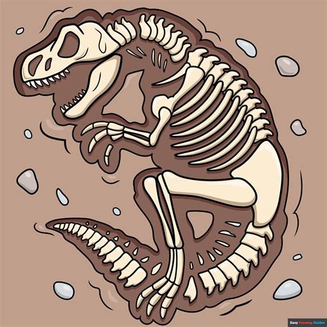 How To Draw A Fossil Dinosaur Drawing Easy Dinosaur Drawing Drawings