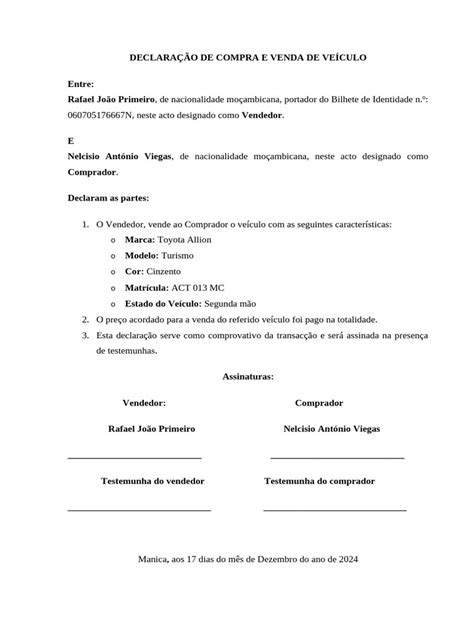 Exemplo De Declaracao De Compra E Venda De Terreno Novo Exemplo Images