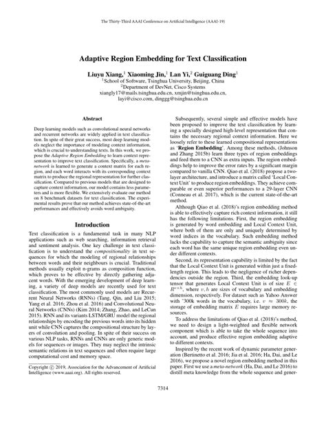 Pdf Adaptive Region Embedding For Text Classification