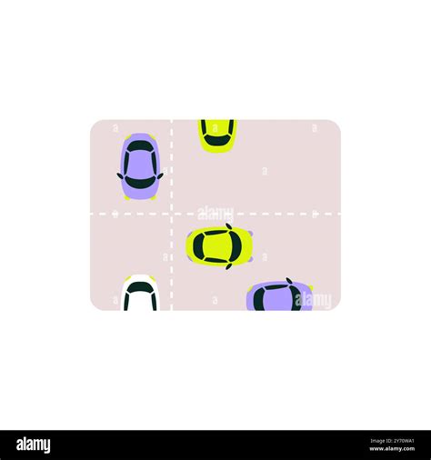Cars At Intersection In Flat Vector Illustration Symbolizing Urban