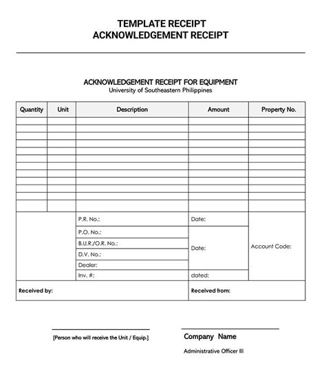 Sample Acknowledgment Receipt Templates Word Excel Formats My Xxx Hot Girl