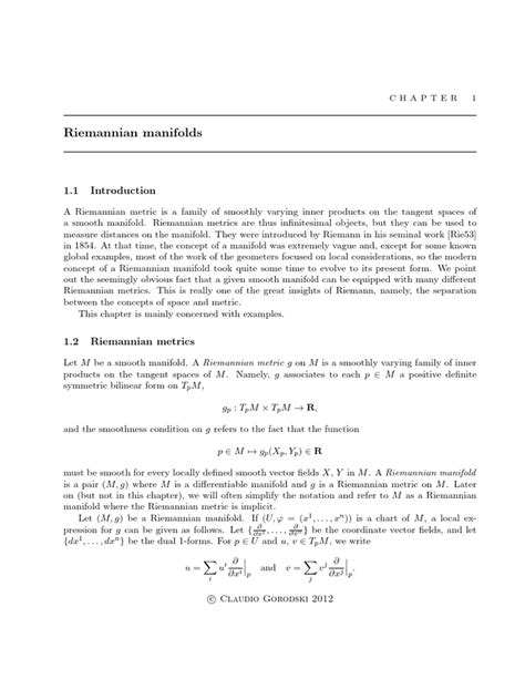 Riemannian Manifolds Pdf Manifold Differentiable Manifold
