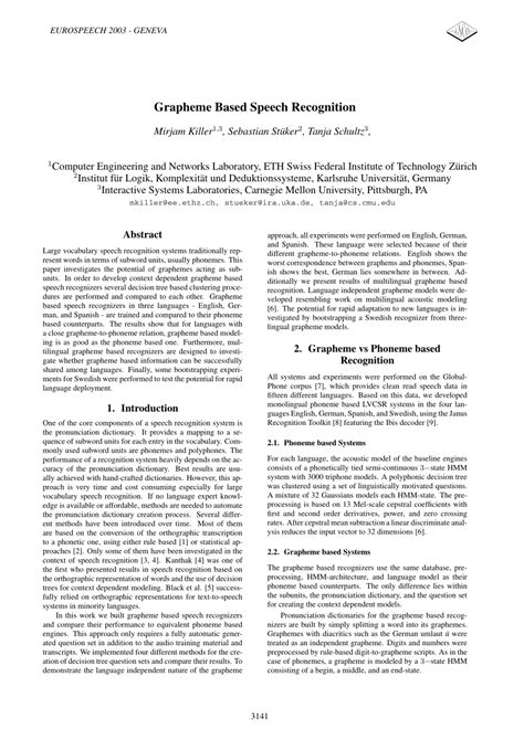 Pdf Grapheme Based Speech Recognition