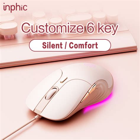 Inphic B8 Gaming Mouse Wired 200 8000 Dpi 6 Buttons Customizable 4 Colors Breathing Light