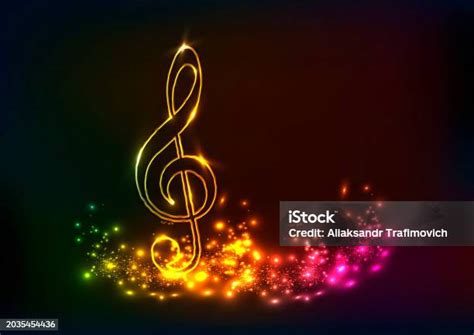 고음 음자리표 네온 음악 음표 벡터 일러스트 레이 션입니다 음악에 대한 스톡 벡터 아트 및 기타 이미지 음악 Classical Concert 개념 Istock