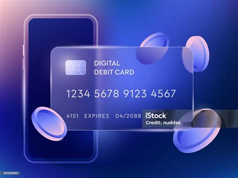 Glassmorphism 신용 직불 카드 템플릿 생생한 보라색 파란색 그라데이션 배경 흐림 효과가 있는 투명한 유리 사각형 미래 지향적 인 형태주의 현대 디지털 모바일 뱅킹