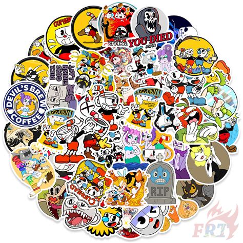 50pcsset Cuphead Mugman Games Dont Deal With The Devil ” Series 02 Stikers Diy Fashion