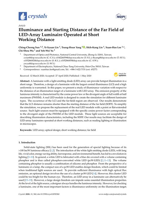 PDF Illuminance And Starting Distance Of The Far Field Of LED Array Luminaire Operated At