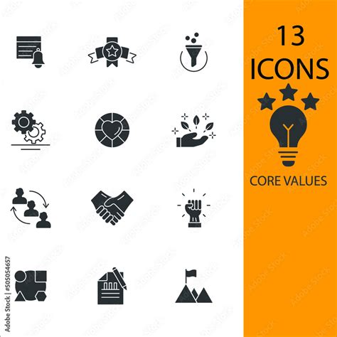 Core Values Icons Set Core Values Pack Symbol Vector Elements For