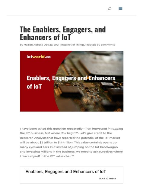 The Enablers Engagers And Enhancers Of Iot Iot World Pdf Internet Of Things Computer