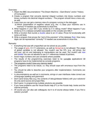 6 Cpp Numeric Representation Exercises PDF