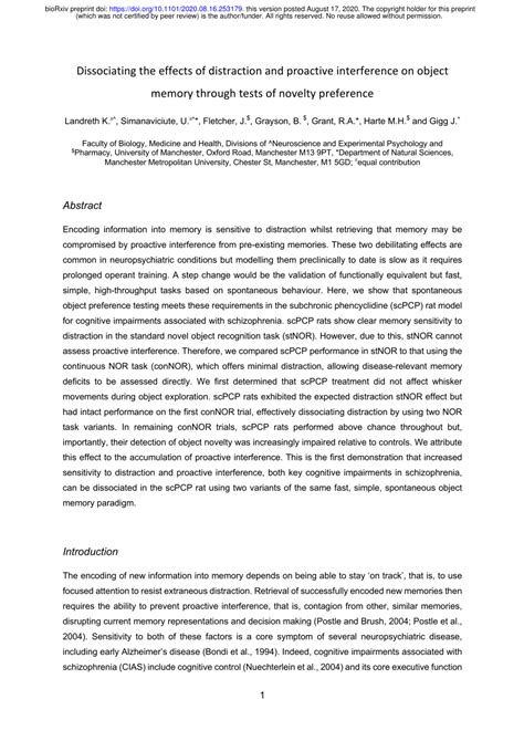 Pdf Dissociating The Effects Of Distraction And Proactive