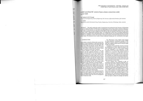 Pdf Cfrp Retrofitted Rc Exterior Beam Column Connections Under Cyclic