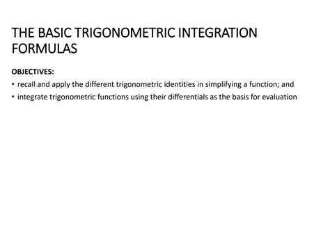 Solution Lesson 5 Integration Of Trigonometric Functions Studypool