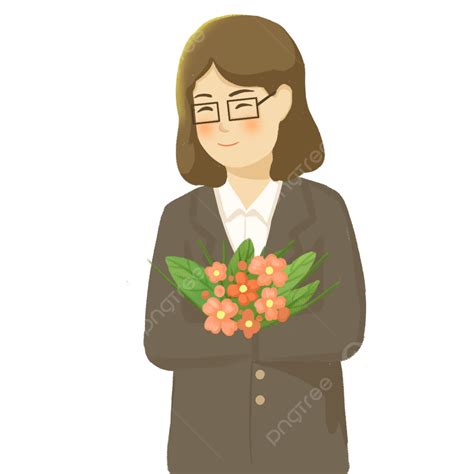스승의 날 꽃을 들고 있는 선생님 스승의 날 교사 선생님 PNG 일러스트 및 이미지 에 대한 무료 다운로드 Pngtree