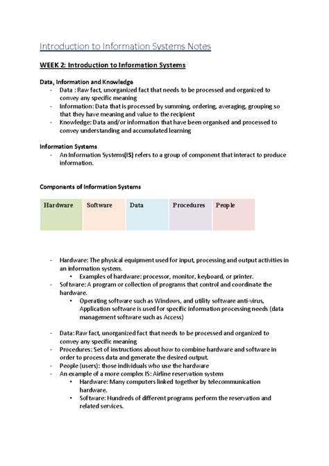 Introduction To Information Systems W1 31266 What Is Is Integrated Set Of Components That