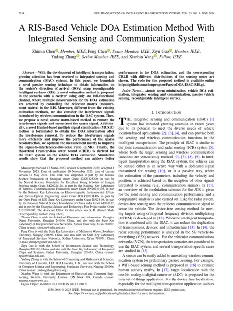 A Ris Based Vehicle Doa Estimation Method With Integrated Sensing And Communication System Pdf