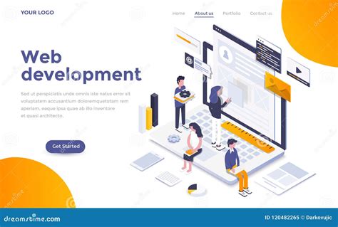 Flat Color Modern Isometric Concept Illustration Web Development Stock Vector Illustration