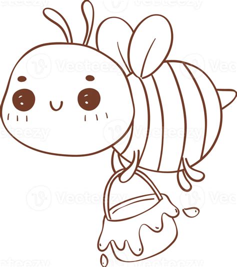 Bee With Honey Outline 35174335 Png