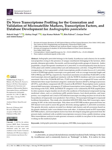 De Novo Transcriptome Profiling For The Generation And Pdf