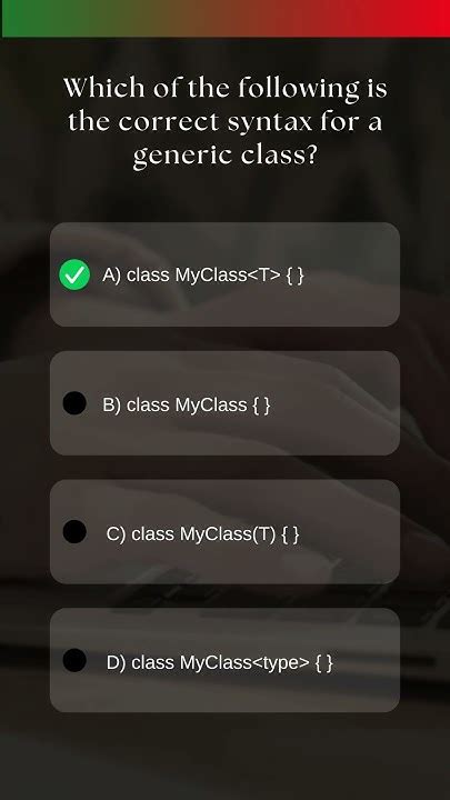 Which Of The Following Is The Correct Syntax For A Generic Class In C Sharp Csharp Shorts