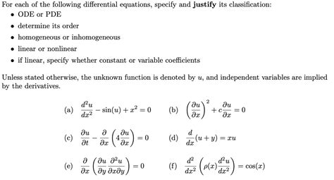 Solved For Each Of The Following Differential Equations Chegg