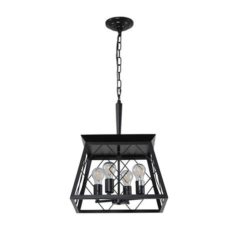 Sunpez 4 Light Black Pendant Light Adjustable Height Metal Lighting