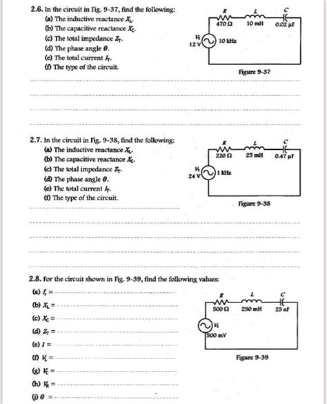 Solved 2 6 In The Circuit In Fig 9 37 Find The Following A The Inductive Reactance X₁ B
