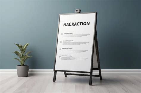 Premium Photo Tech Hackathon Coding Challenge Rules Signage Mockup With Blank White Empty