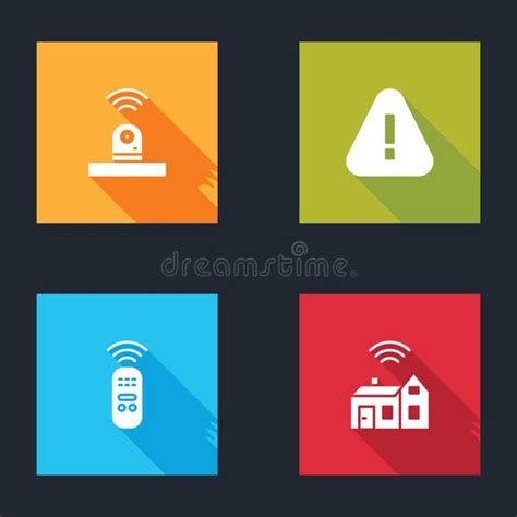 Set Smart Security Camera Exclamation Mark In Triangle Remote Control And Home With Wireless