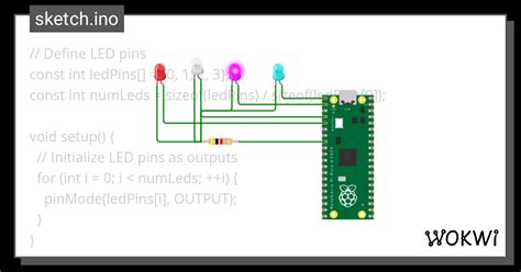 4 Leds To Sequence Blink 16 Wokwi Esp32 Stm32 Arduino Simulator