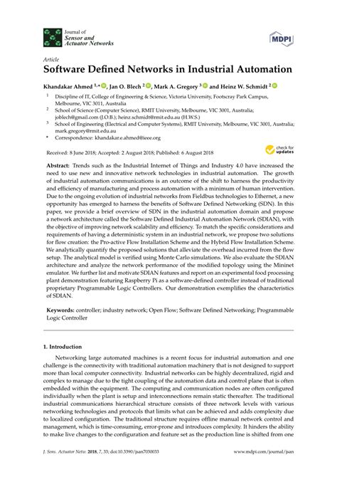 pdf software defined networks in industrial automation