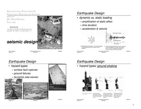 Seismic Design Applied Architecture Structures Arch 631 Docsity