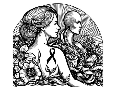 Breast Cancer Ribbon Black And White Vector Images And Graphics For
