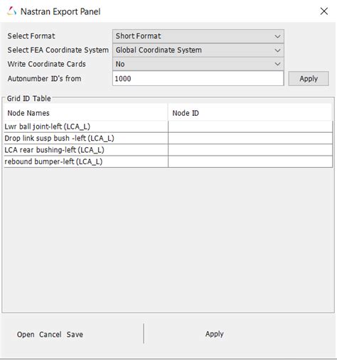 Exporting Tabular Summaries And Nastran Input Decks