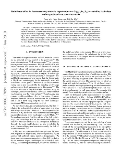 Pdf Multiband Effect In The Noncentrosymmetric Superconductors Mg 12 − δ Ir 19 B 16 Revealed