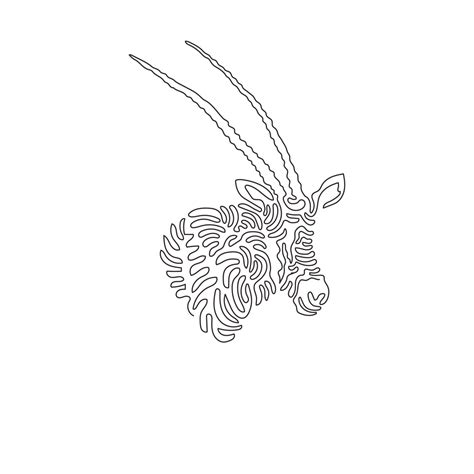 Single Curly One Line Drawing Of Adorable Oryx Abstract Art Continuous