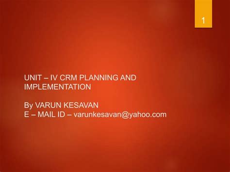Customer Relationship Management Crm Presentation Pptx