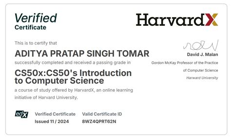 Cs50x Computerscience Aditya Pratap Singh Tomar