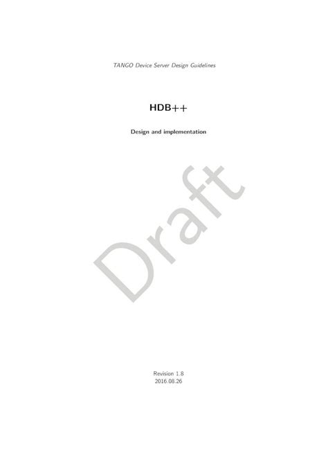 Pdf Tango Device Server Design Guidelinesdraft 2 Summary The Hdb Is A Novel Tango Device