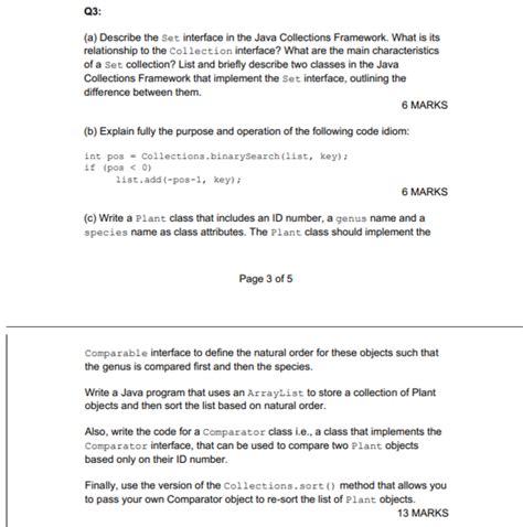 Solved Q3 A Describe The Set Interface In The Java
