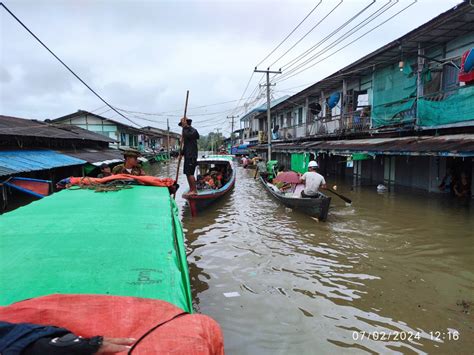 မြစ်ရေဝင်ရောက်မှုများဖြစ်ပေါ်လျက်ရှိသည့် မြစ်ကြီးနားမြို့နှင့် ခန္တီးမ