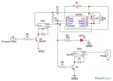 Build A Simple Motion Detector Circuit Using 555 Timer Ic And Relay To Control Ac Loads