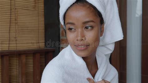 Portrait Of Beautiful Woman After Shower Stock Image Image Of